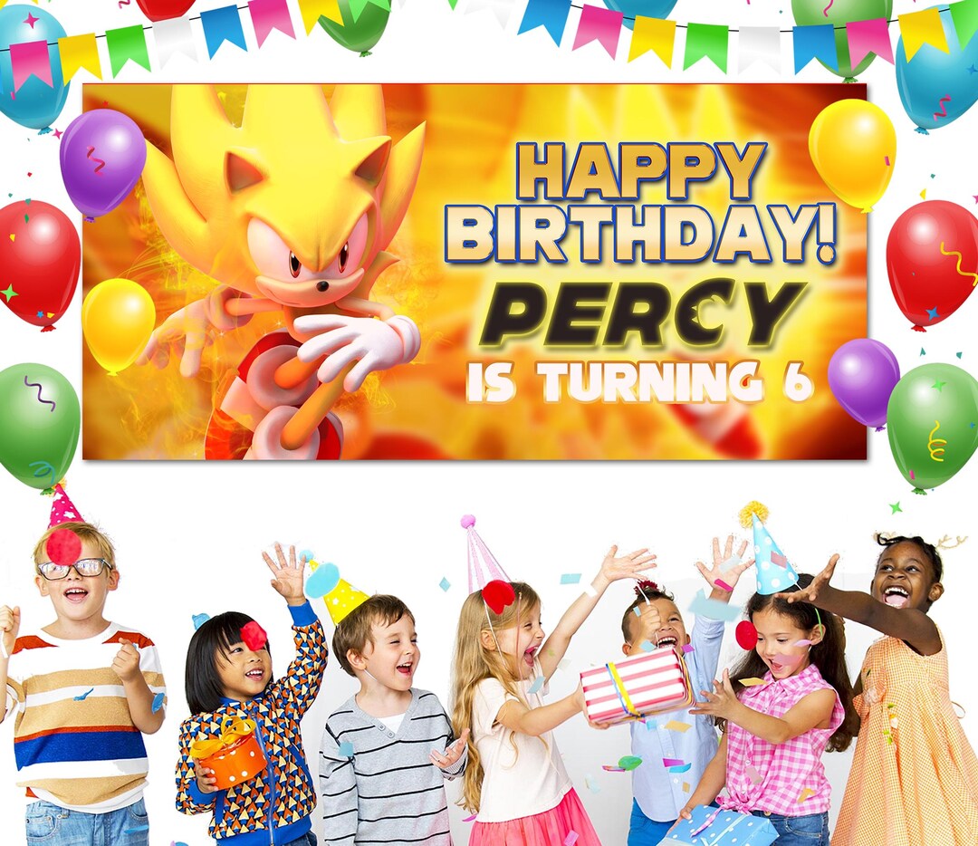 Super Sonic Birthday Party Backdrop/super Sonic Hedgehog Birthday ...