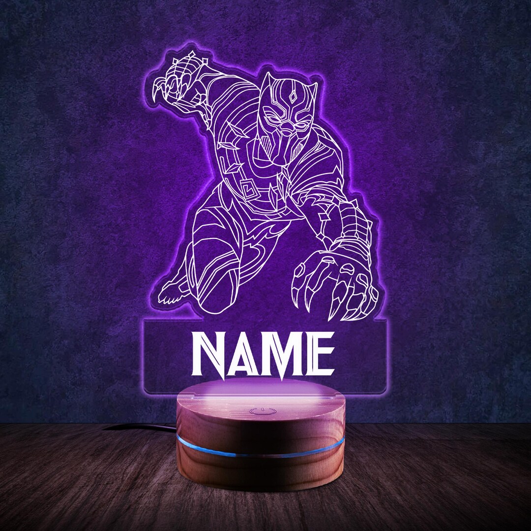 Personalized Black Panther Night Light/black Panther Multi Colored ...