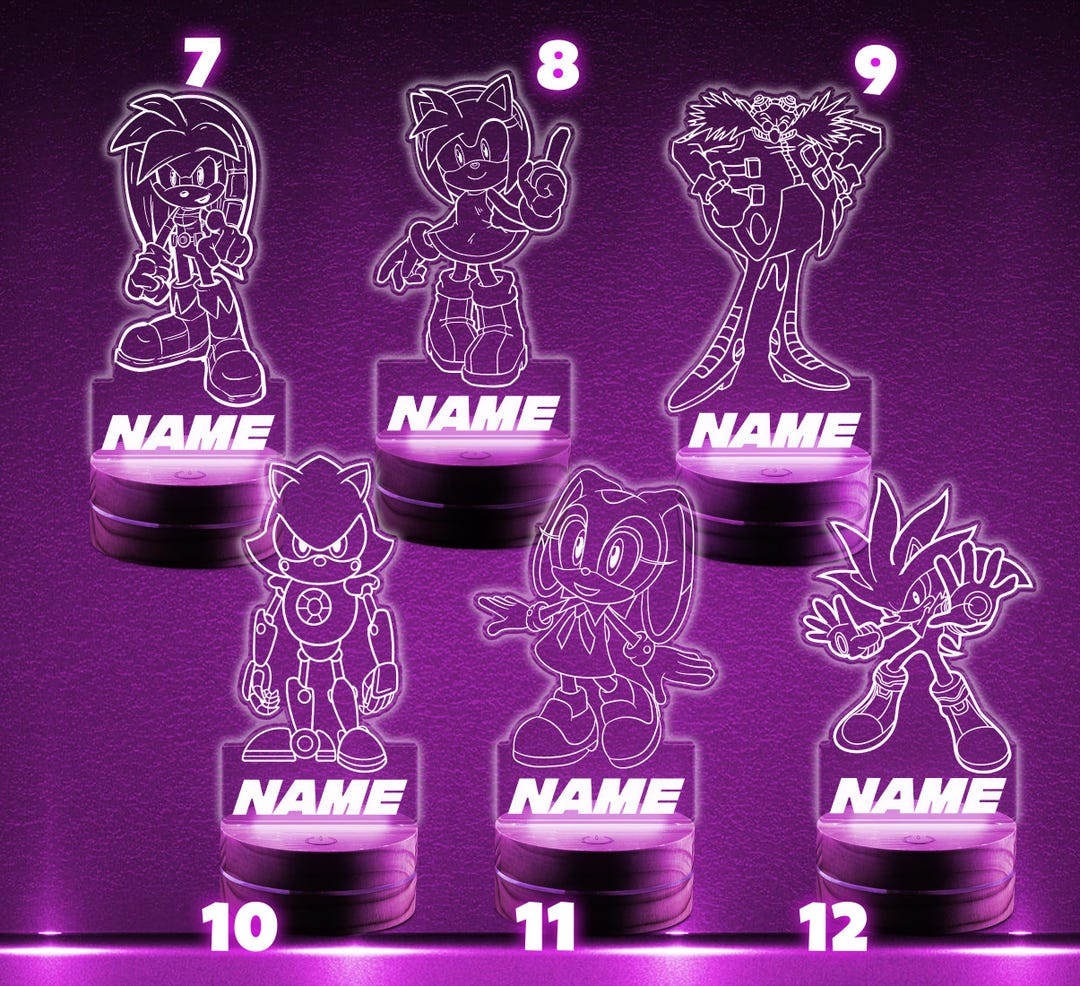 Sonic the Hedgehog Character Night Light, LED Lamp, Personalized Gift ...