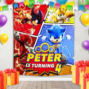 Sonic Birthday Party Backdrop/sonic Hedgehog Birthday Banner/custom ...