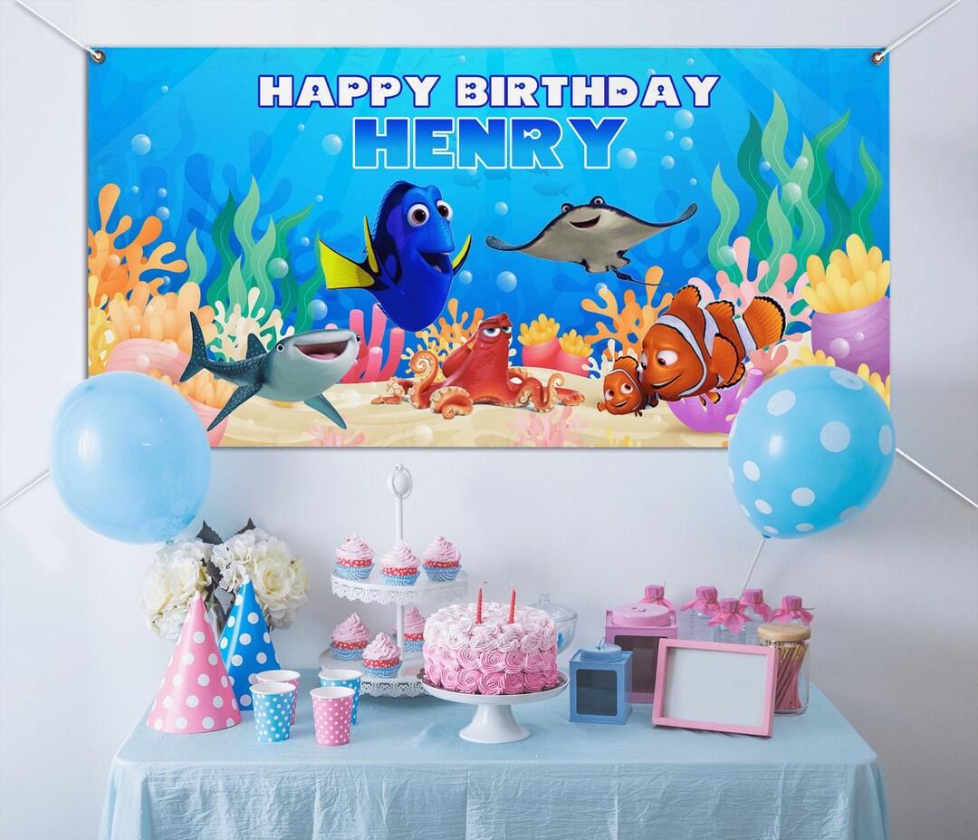 Finding Nemo Birthday Backdrop, Finding Nemo Movie Birthday Banner ...