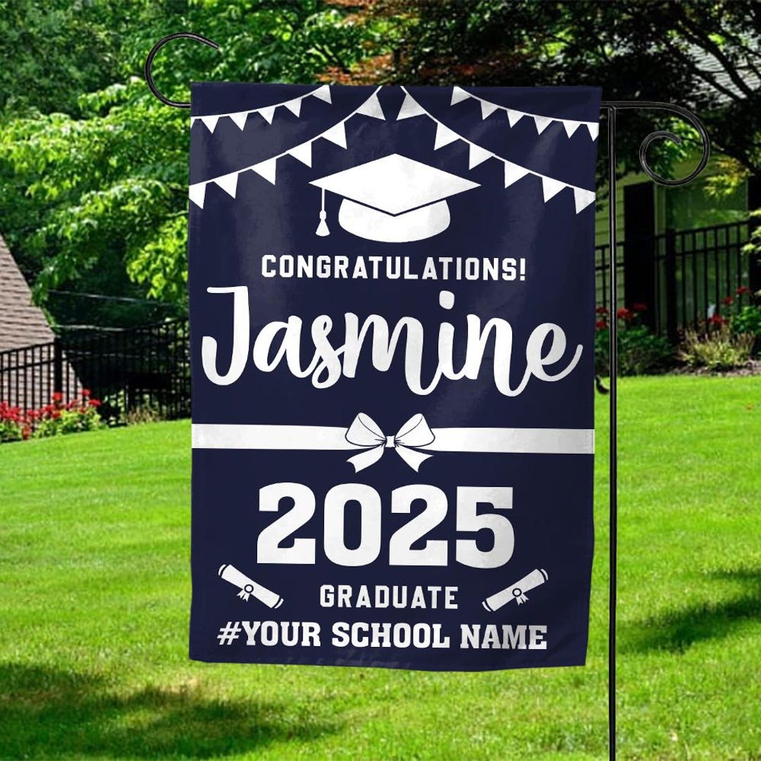Bandera de jardín de graduación personalizada, bandera de graduación ...