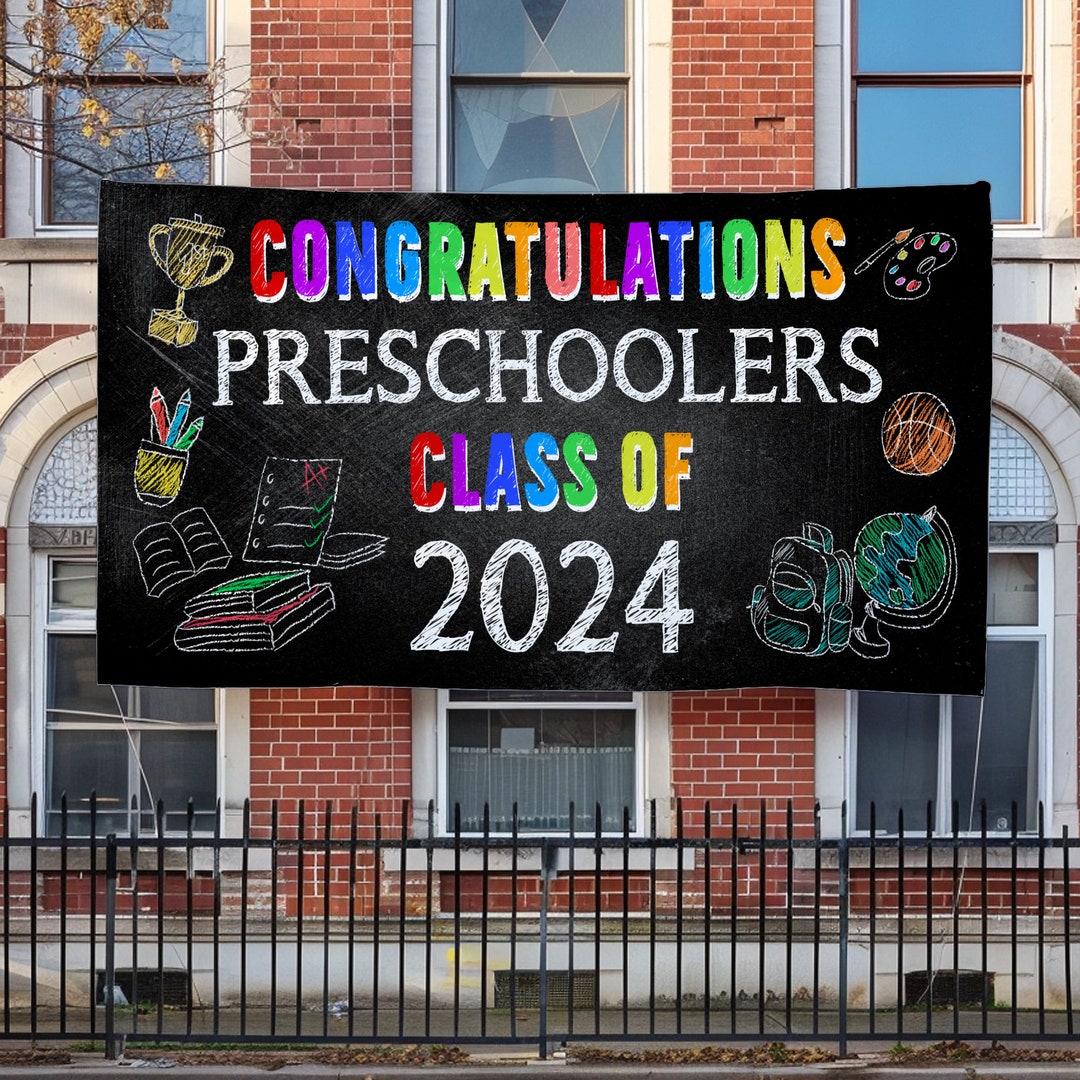 Preschool Graduation Banner Class of 2024 Chalkboard Custom ...