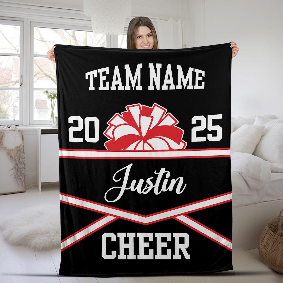 Custom Cheerleading Blanket Custom Name Senior Cheer Gift Custom Cheer ...