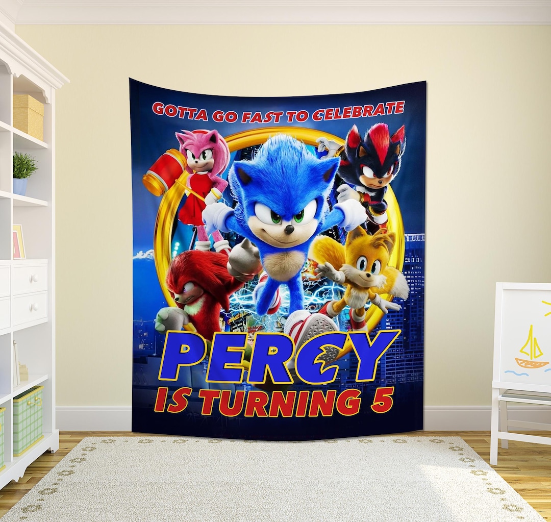 Sonic Birthday Party Backdrop/sonic Hedgehog 3 Birthday Banner/custom ...
