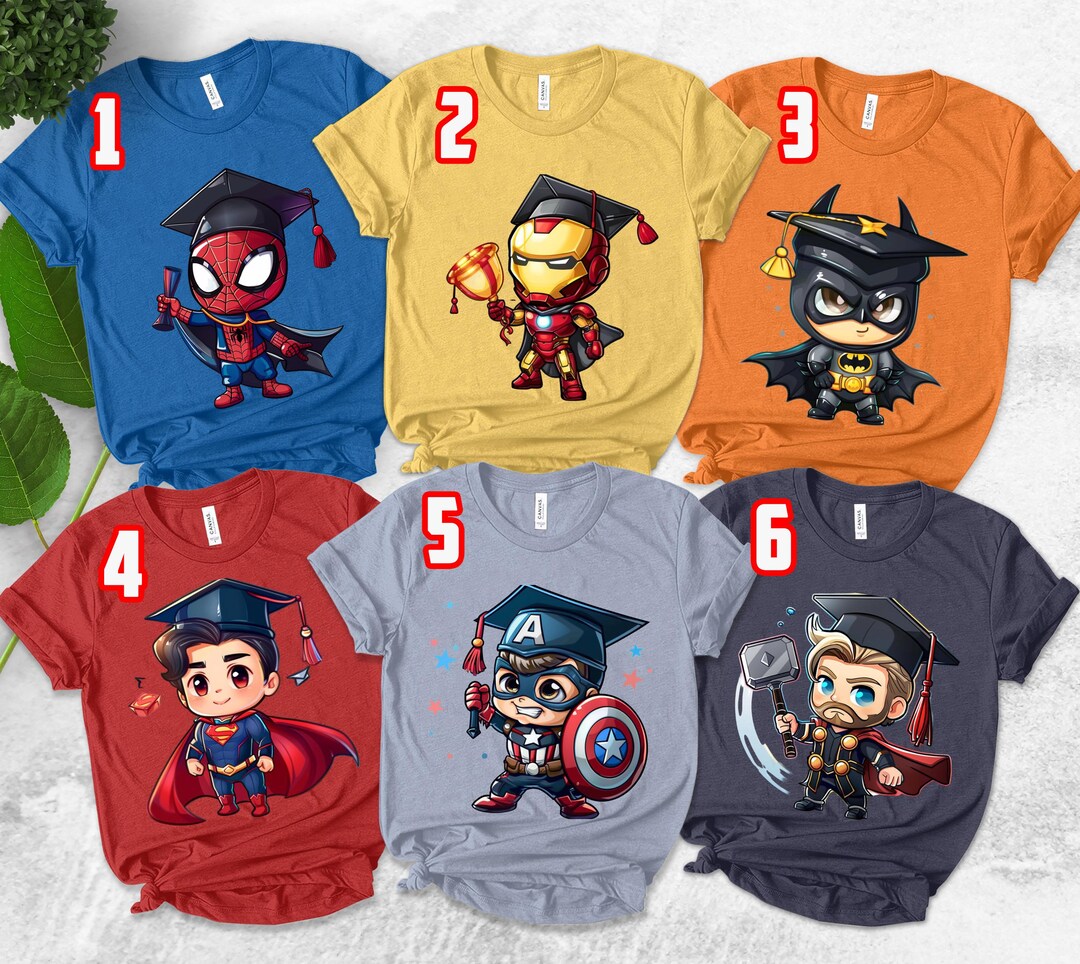 Superhero Cartoon Graduation 2025 Shirt Cartoon Graduate Shirt, School ...