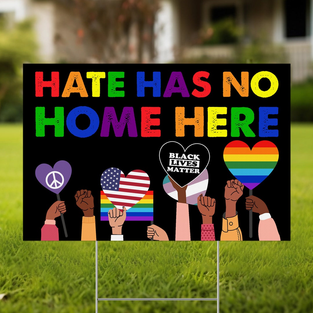 LGBTQ Pride Month Yard Sign/rainbow Hearts Sign/gay Pride/ally Support ...