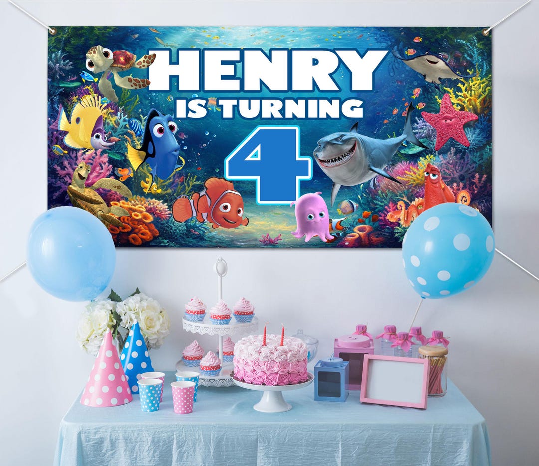 Finding Nemo Birthday Backdrop/finding Nemo Birthday Banner/finding ...