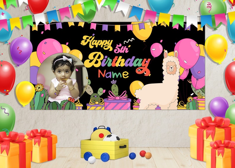 Llama Birthday Banner Backdrop Decorations, a Whole Llama Fun Birthday ...