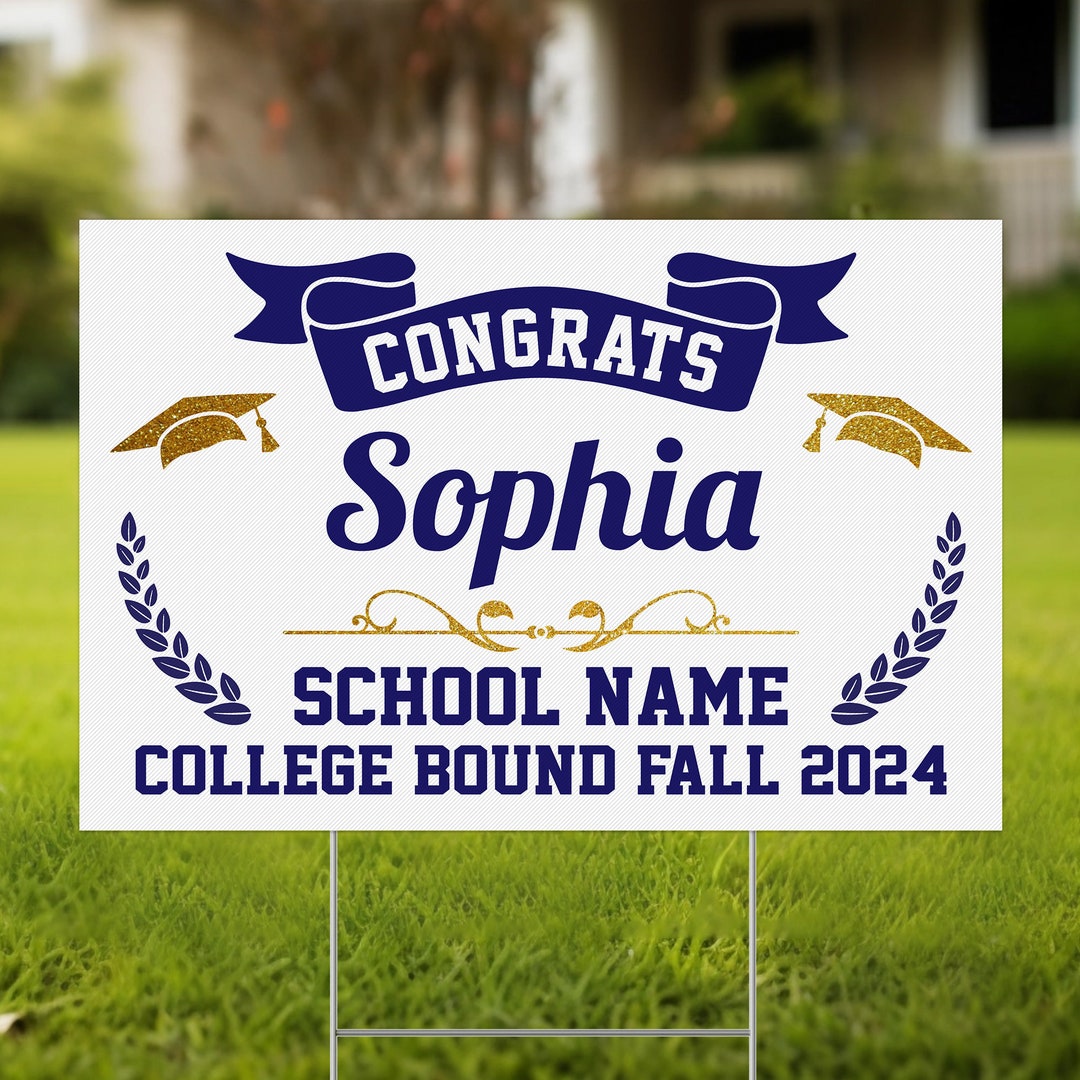 College Bound Sign, Graduation Yard Sign, Lawn Sign, Graduation ...