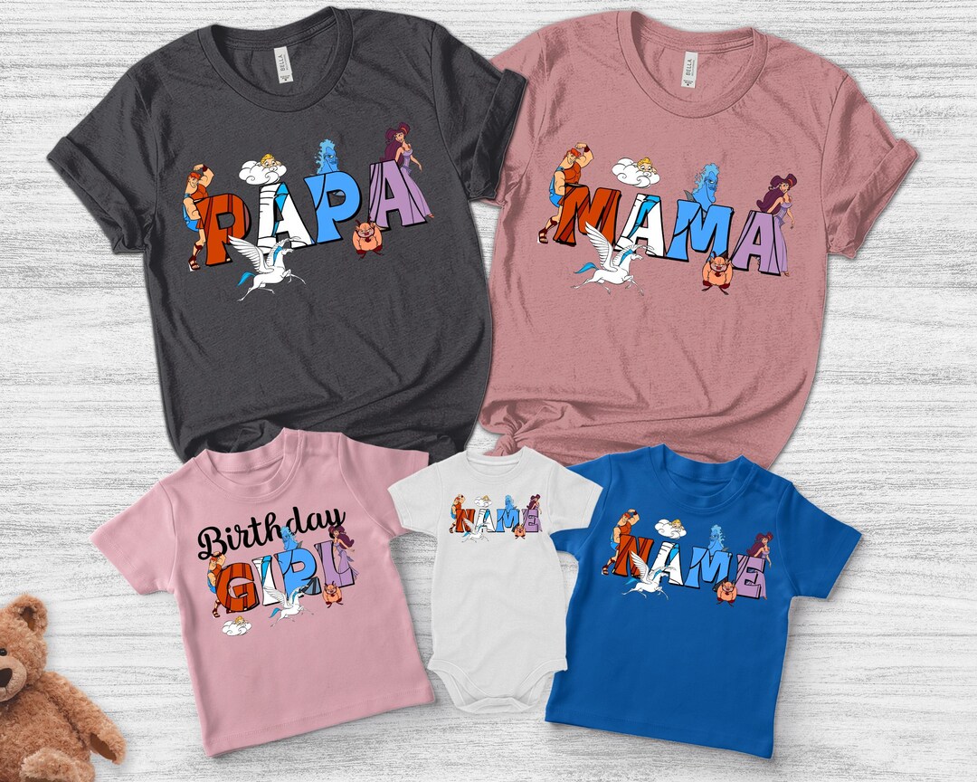 Disney Hercules Birthday Custom Name Mama Papa Shirt, Disney Mom Dad ...