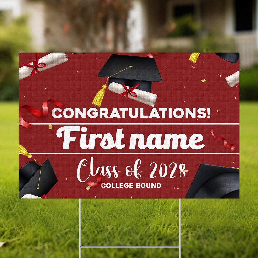 Custom College Bound Yard Sign With Metal H, Custom College Sign ...