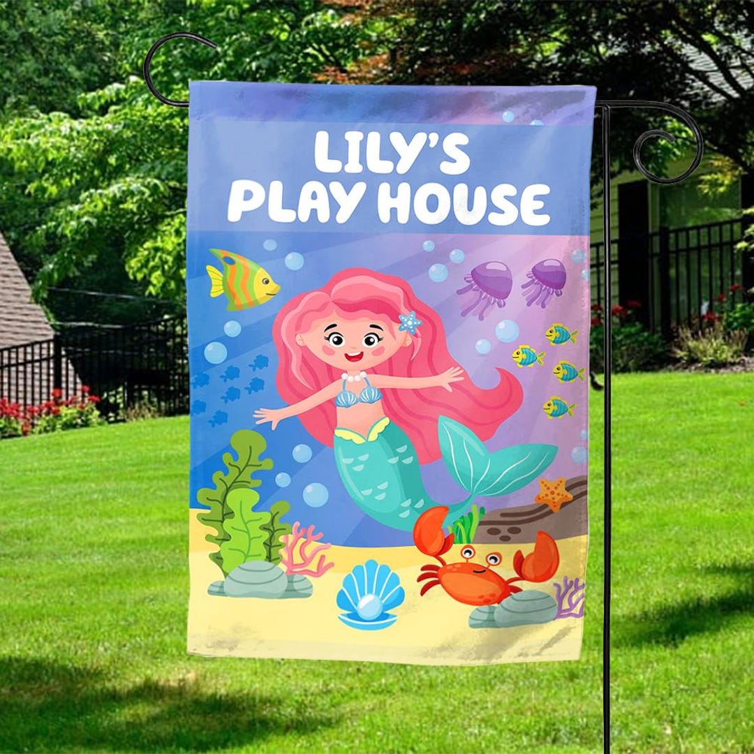 Custom Mermaid Flag, Girl Tree House Flag, S Fort Flag, S Personalized ...