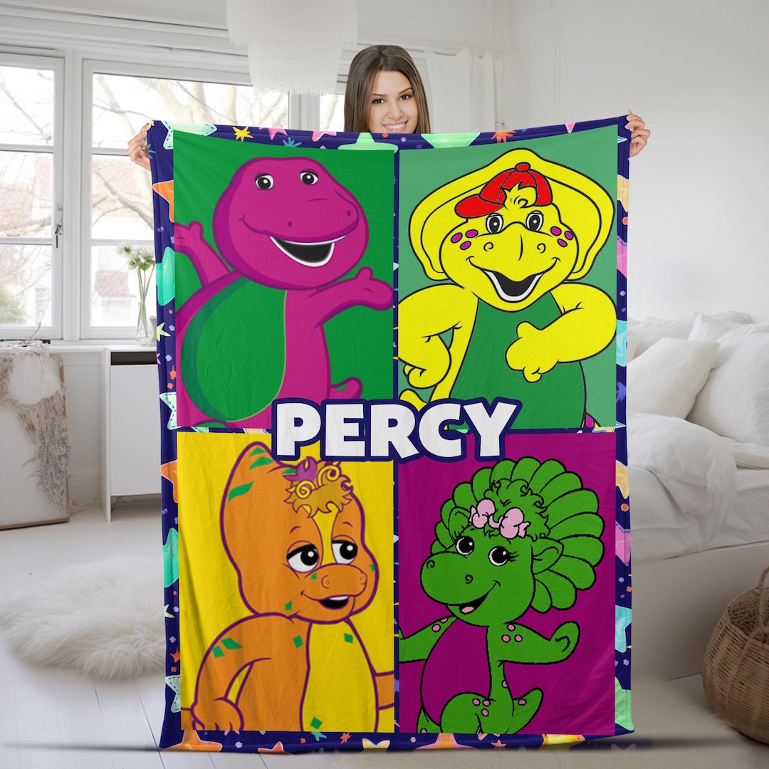 Barney and Friends Custom Blanket/barney the Dinosaur Blanket/personalized Barney Gift/dinosaur ...