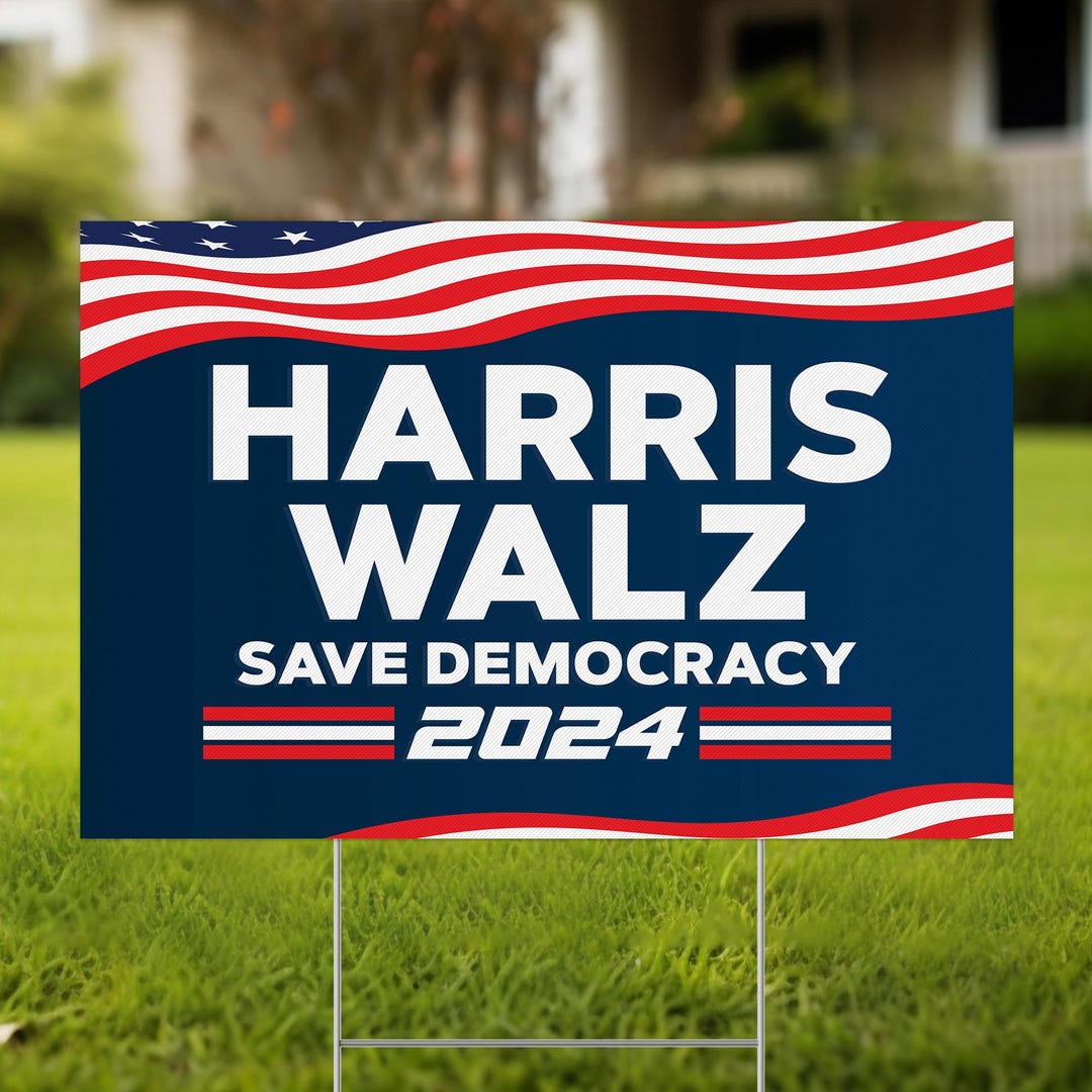 Harris Walz Save Democracy Yard Sign, Kamala Harris Tim Walz President ...