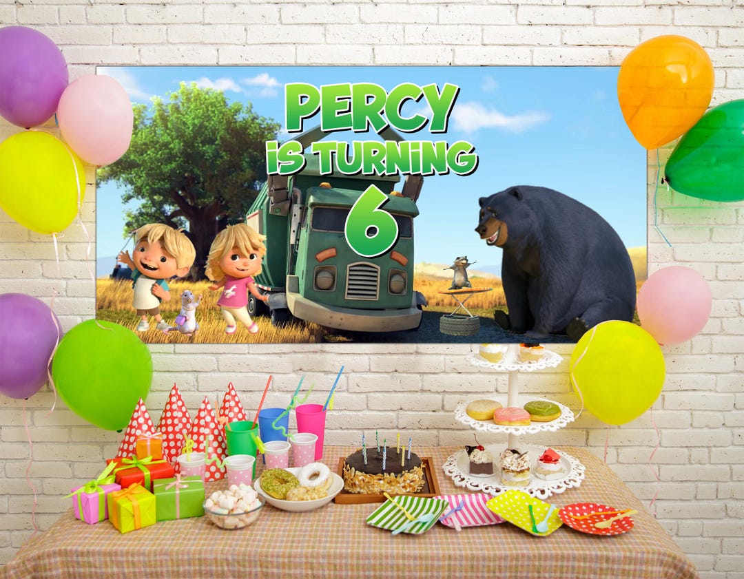 Trash Truck Birthday Backdrop, Birthday Banner, Birthday Decoration ...