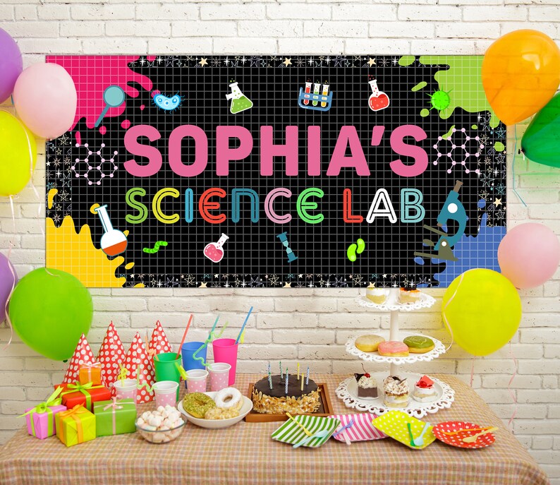 Science Birthday Banner, Personalized Slime Science Birthday Party ...
