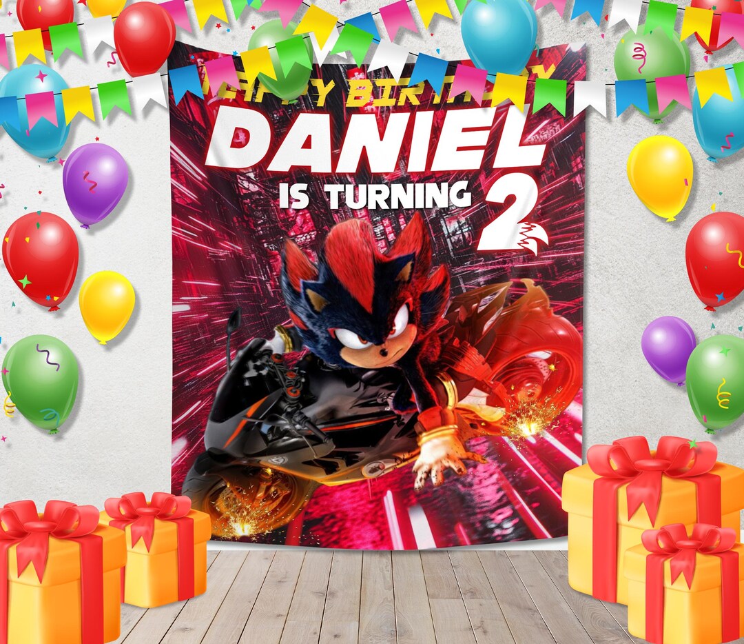 Sonic Birthday Party Backdrop/shadow Hedgehog Birthday Banner/custom ...