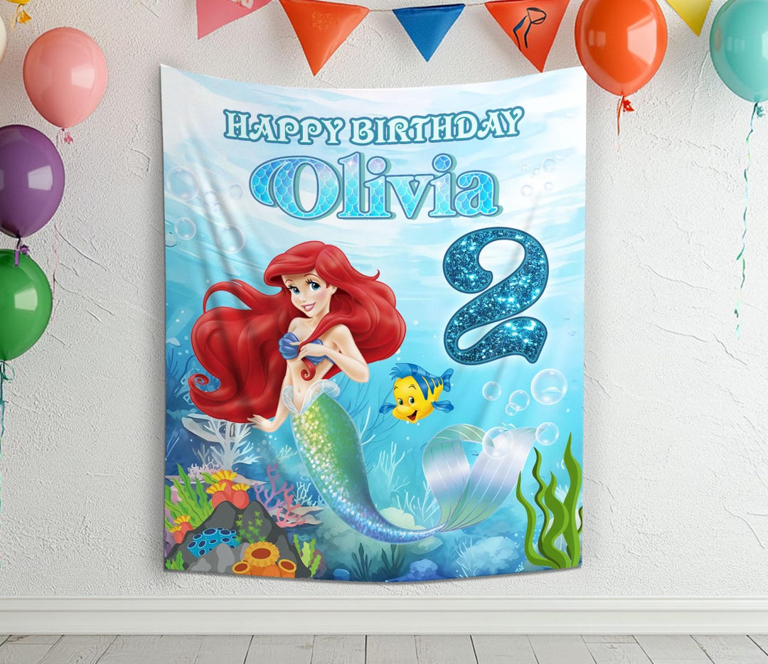 Little Mermaid Birthday Party Backdrop/little Mermaid Birthday Banner ...