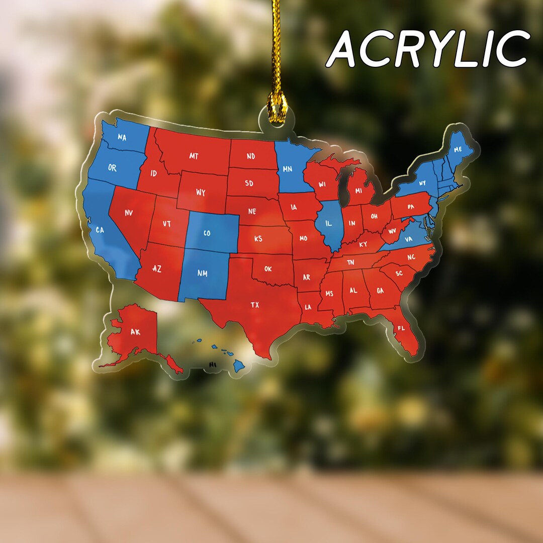 Election Map 2024 Ornament Red Wave Republican Ornaments Funny Trump ...