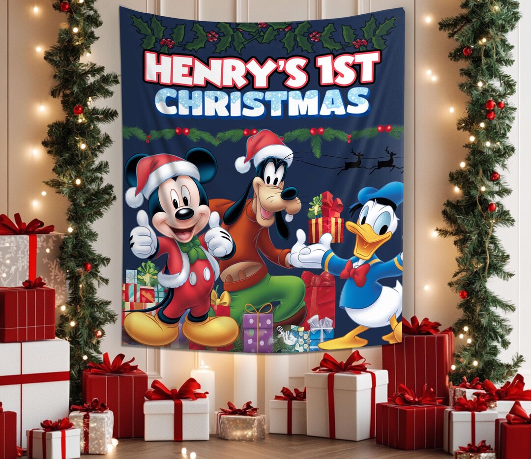 Mickey Christmas Backdrop/mickey Birthday Party Decoration/christmas ...