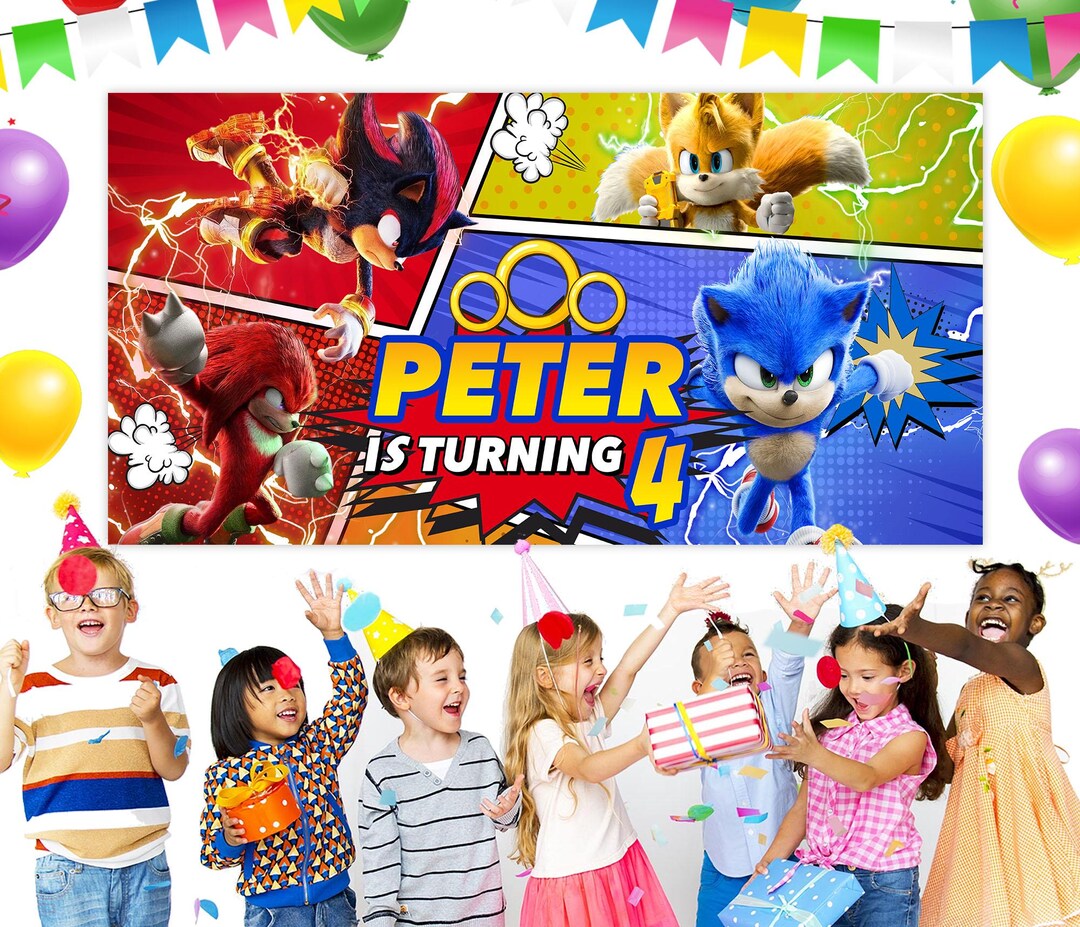 Sonic Birthday Party Backdrop/sonic Hedgehog Birthday Banner/custom ...