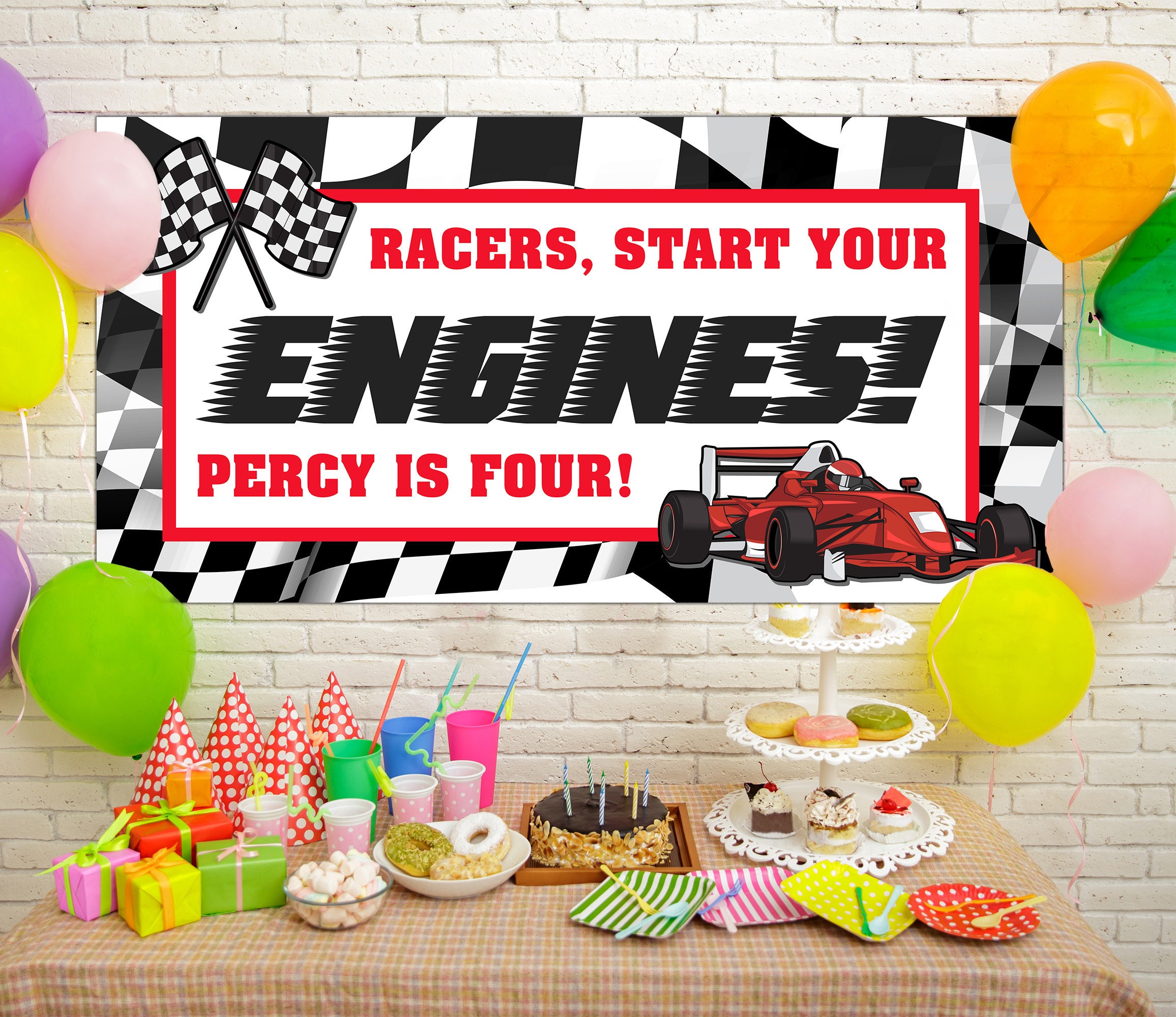 Racecar Birthday Banner, Race Car Party Decor Birthday Party, Car Party ...