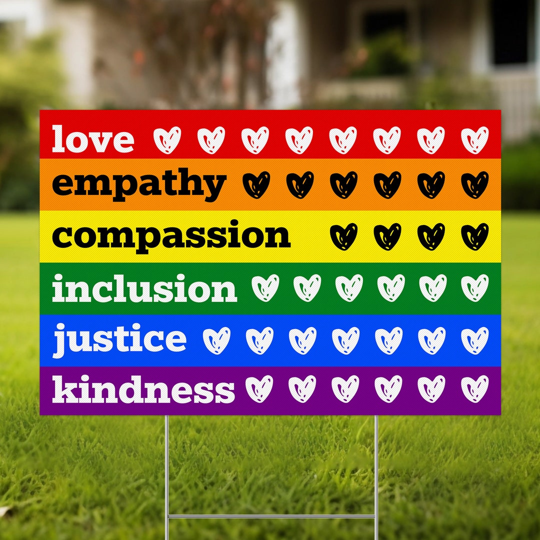 LGBTQ Pride Month Yard Sign/rainbow Hearts Sign/gay Pride/ally Support ...