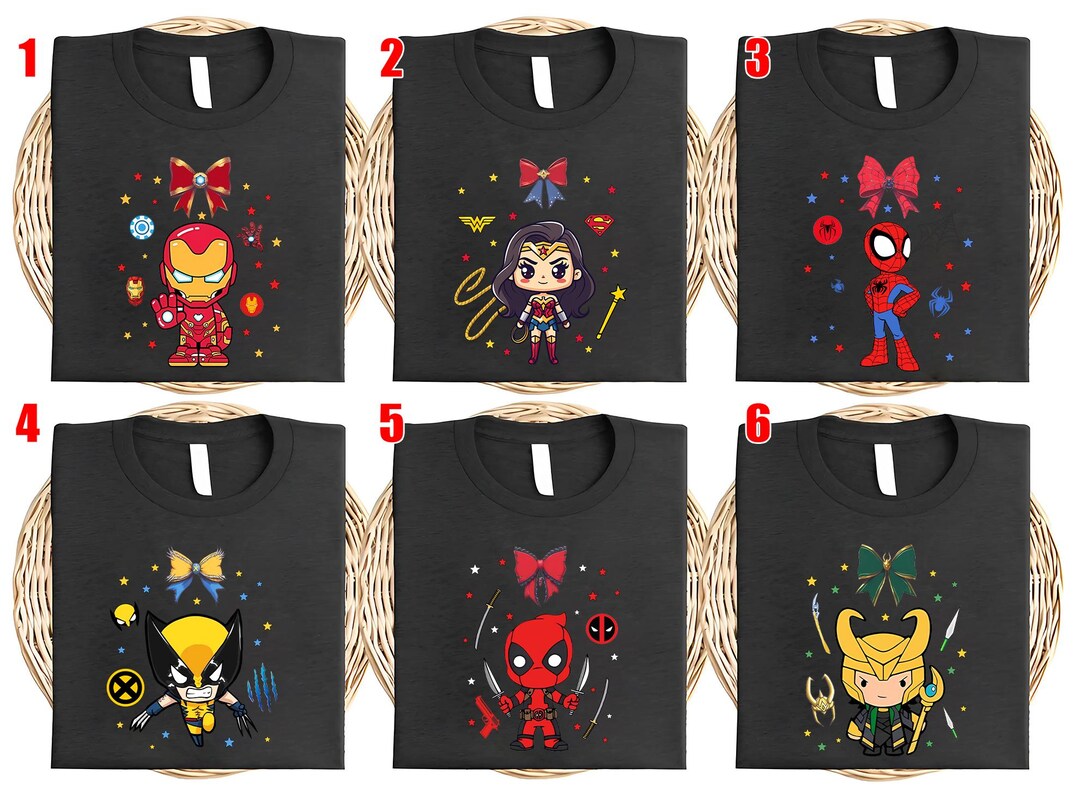 Disney Coquette Bow Superhero All Character Shirt, Avengers Bows ...