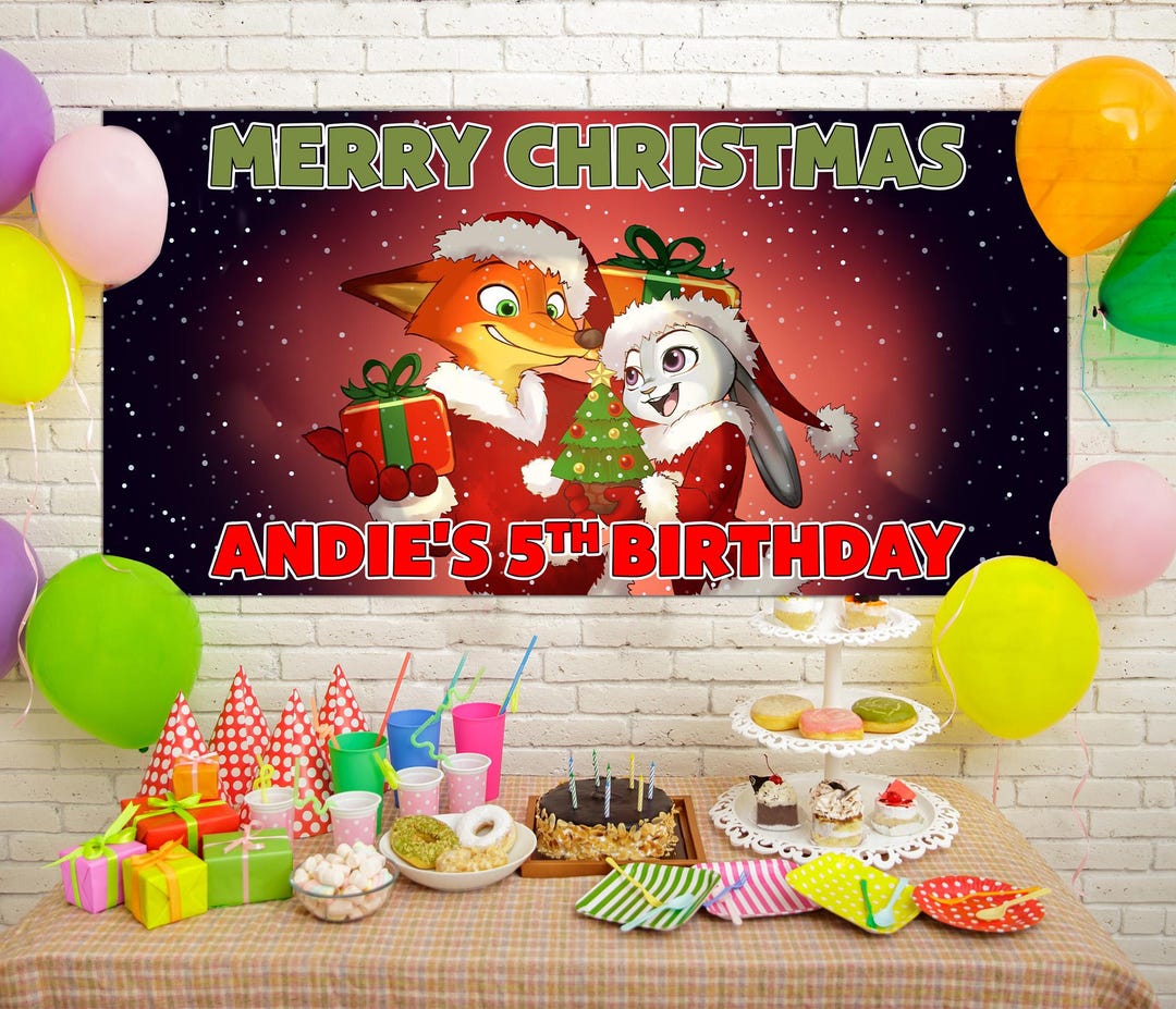 Zootopia Birthday Christmas Banner, Custom Disney Zootopia Xmas ...