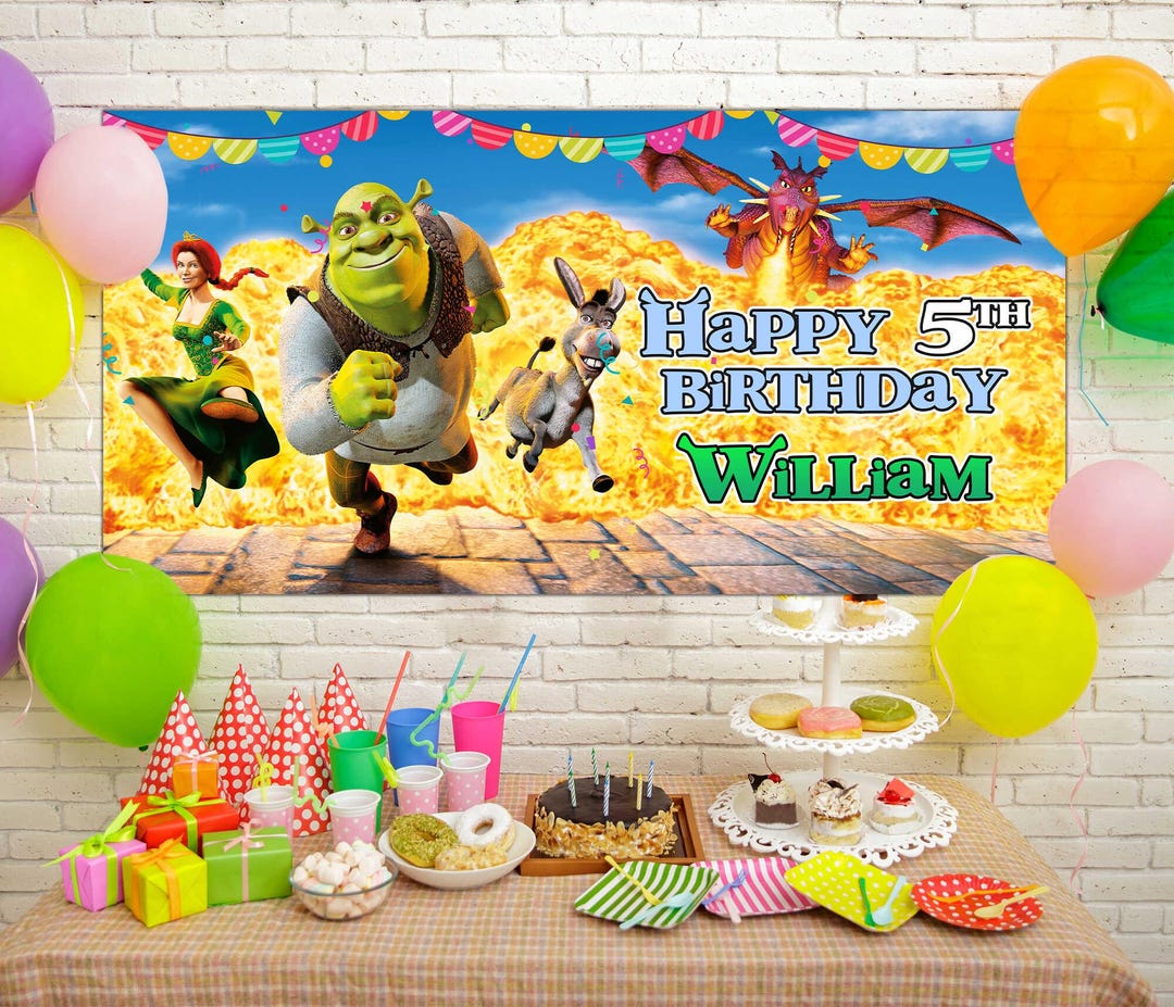 Shrek Birthday Party, Shrek Party Banner, Shrek Birthday Backdrop ...