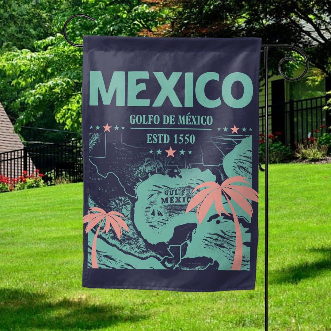 Gulf of Mexico Garden Flag, Golfo De México 1550 Retro Vintage Art Flag ...