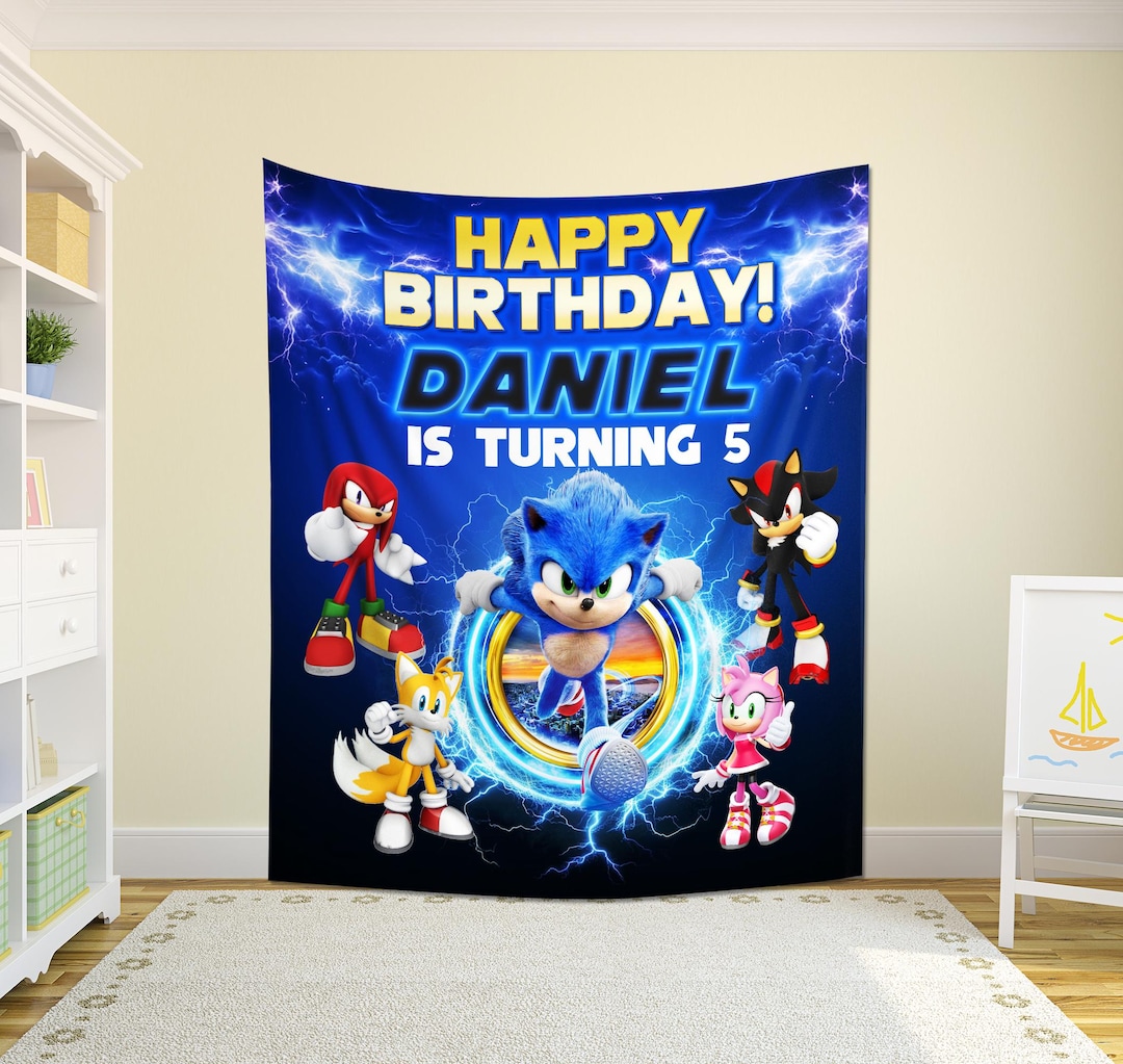 Sonic Birthday Party Backdrop/sonic Hedgehog Birthday Banner/custom ...