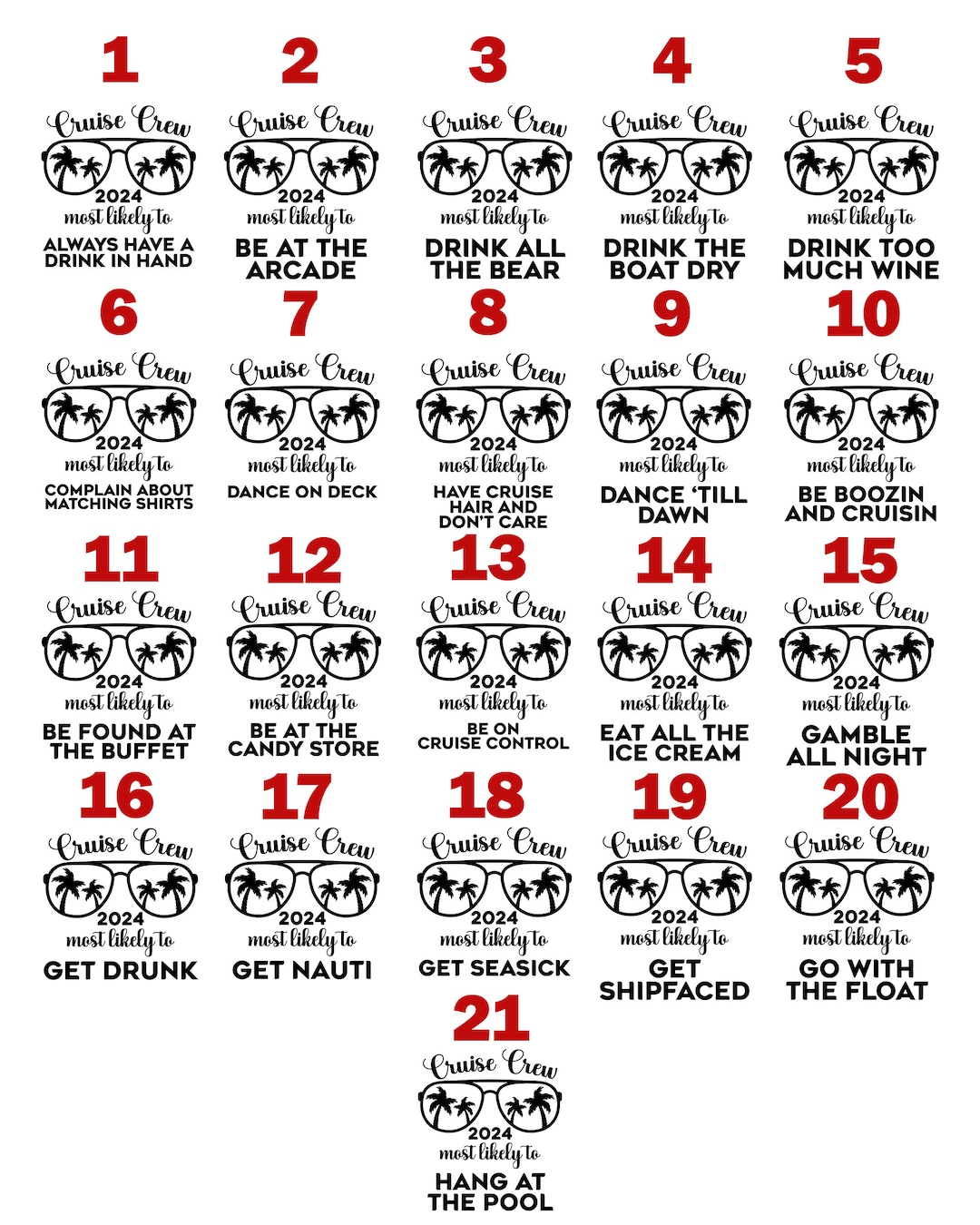 42 Quotes Most Likely to Shirt, Cruise T Shirt, Funny Text Tshirt ...