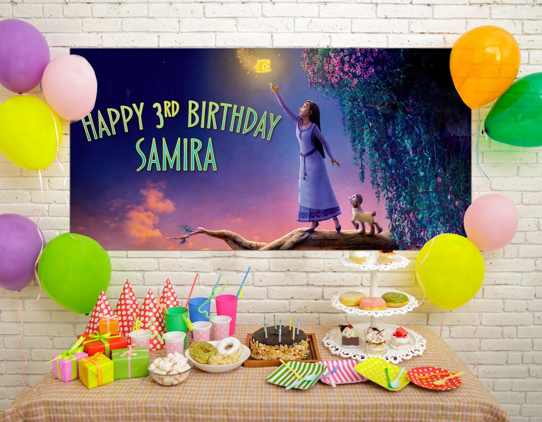 Wish Birthday, Wish Birthday Banner, Custom Wish Backdrop, Kids ...