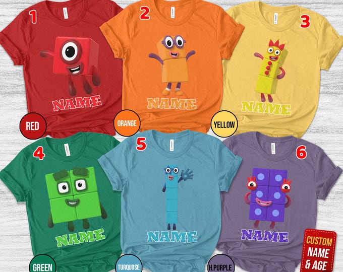 Numberblocks Birthday Shirt/personalized Numberblocks Family Birthday ...
