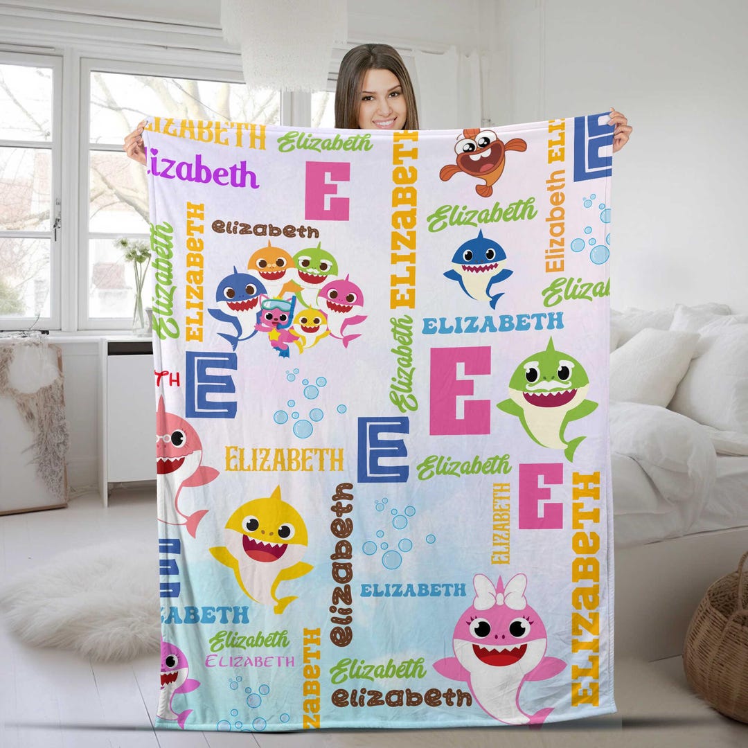 Custom Name Baby Shark Blanket, Do Do Do Fleece Mink Sherpa Blanket ...