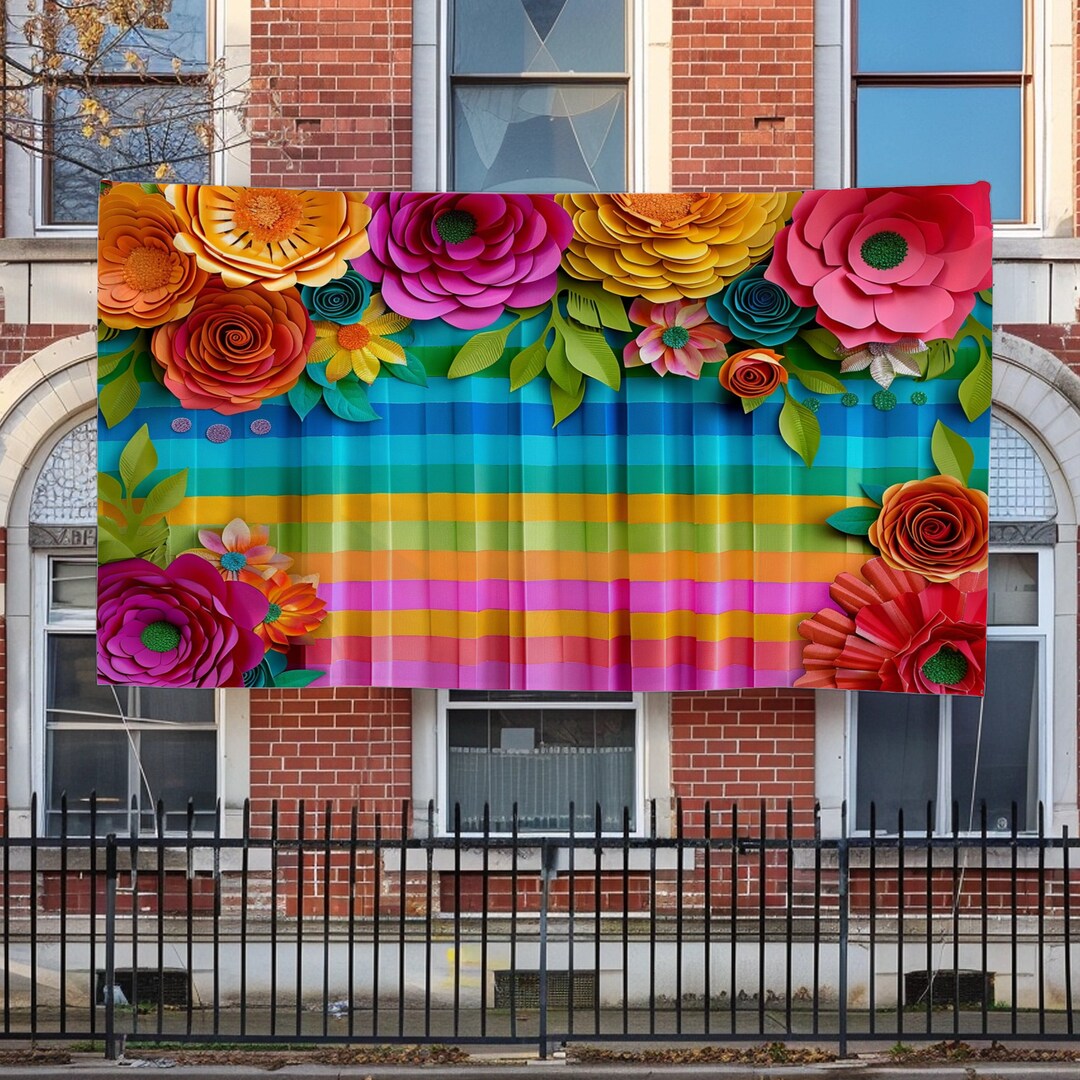 Mexican Fiesta Backdrop Photobooth Flowers Fiesta Backdrop Cinco De ...