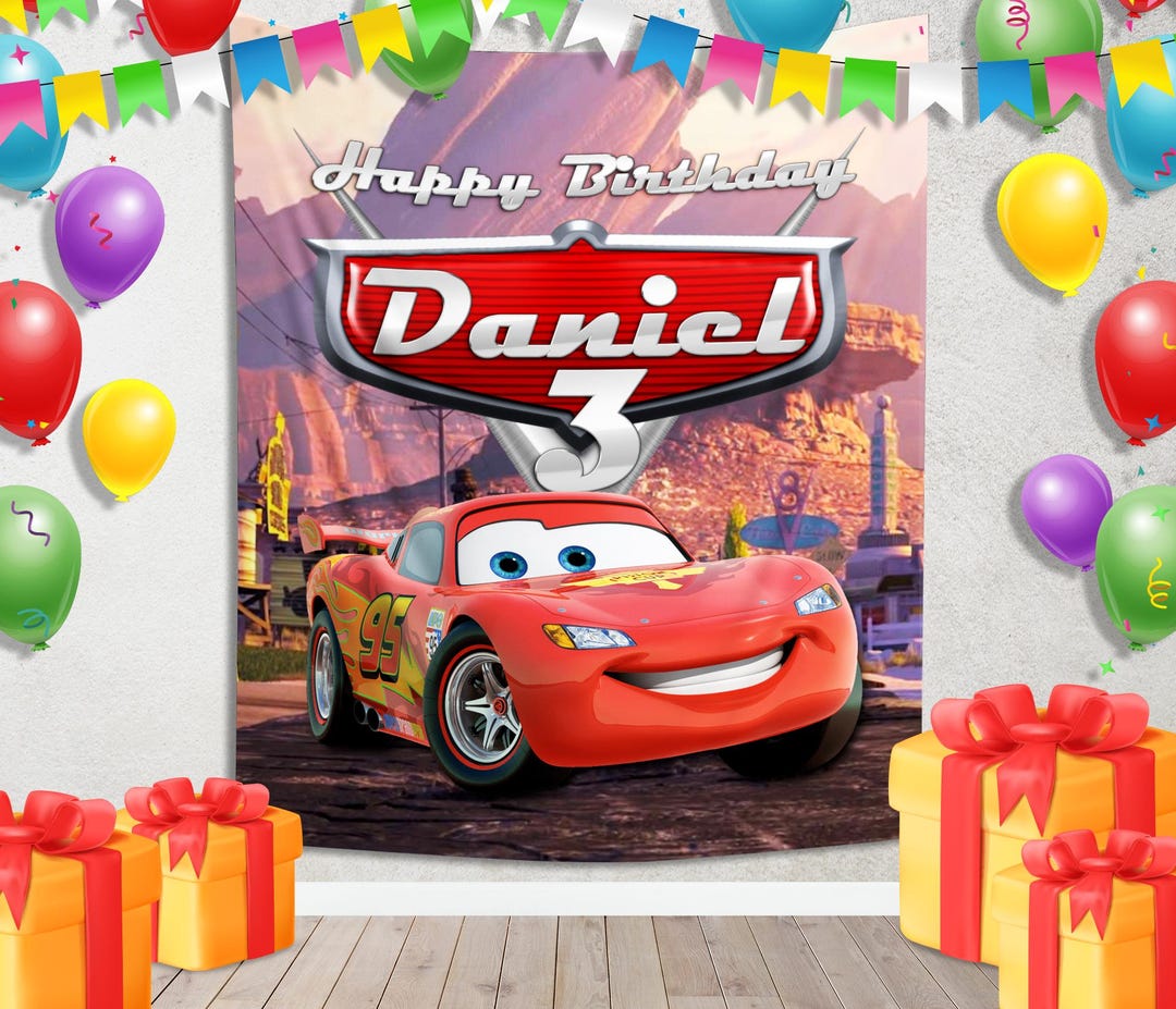 Cars Birthday Backdrop Decoration, Cars Birthday Party Banner, Cars ...