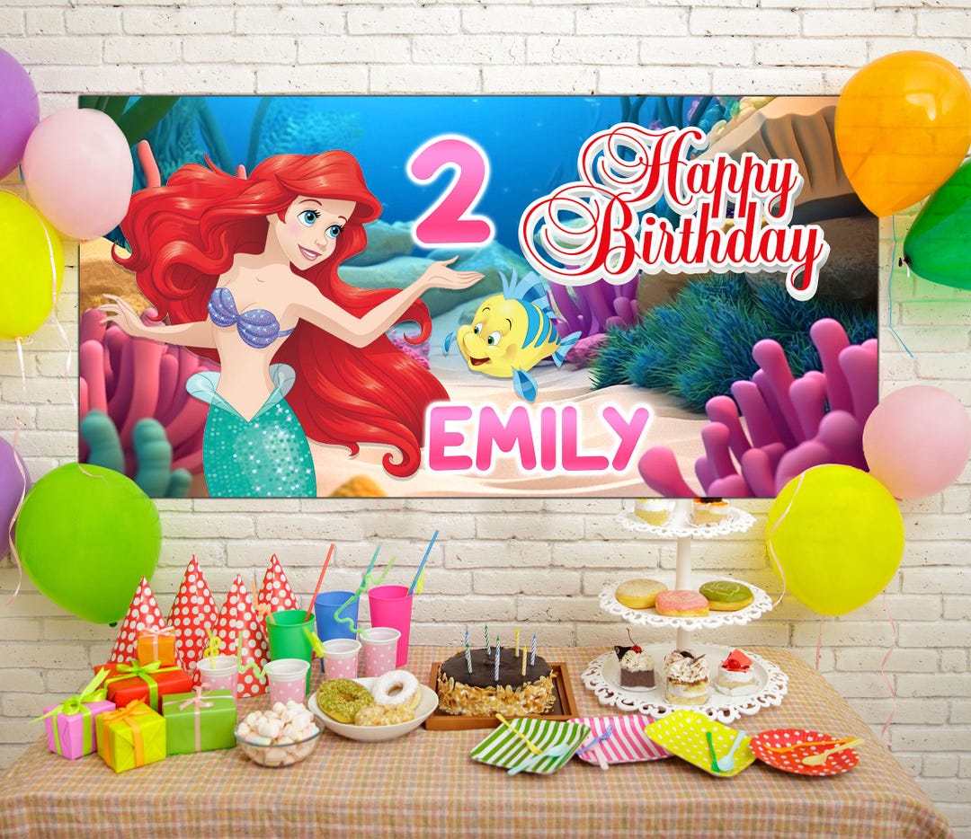 Little Mermaid Birthday Party Backdrop/little Mermaid Birthday Banner ...