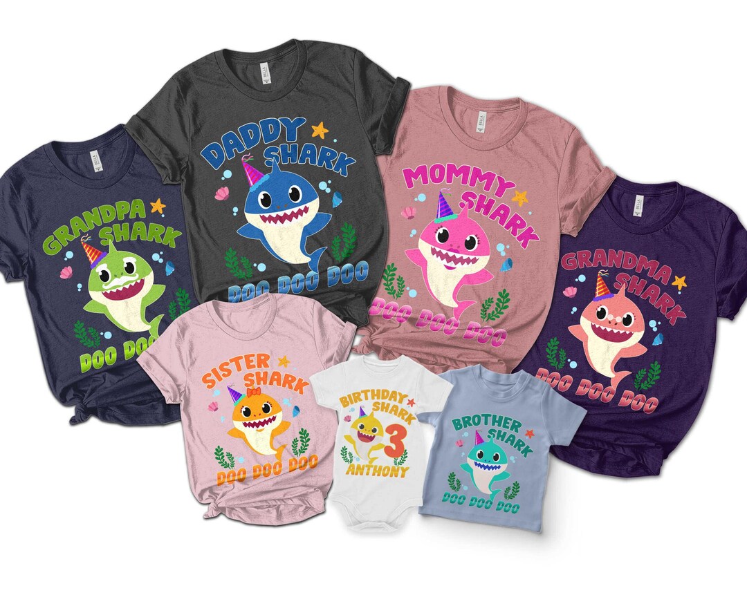 Custom Family Baby Shark Birthday Shirts, Baby Shark Matching Shirts ...