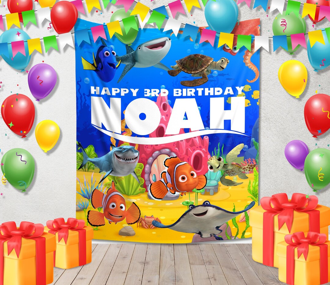 Finding Nemo Birthday Backdrop, Finding Nemo Banner, Finding Nemo Party ...