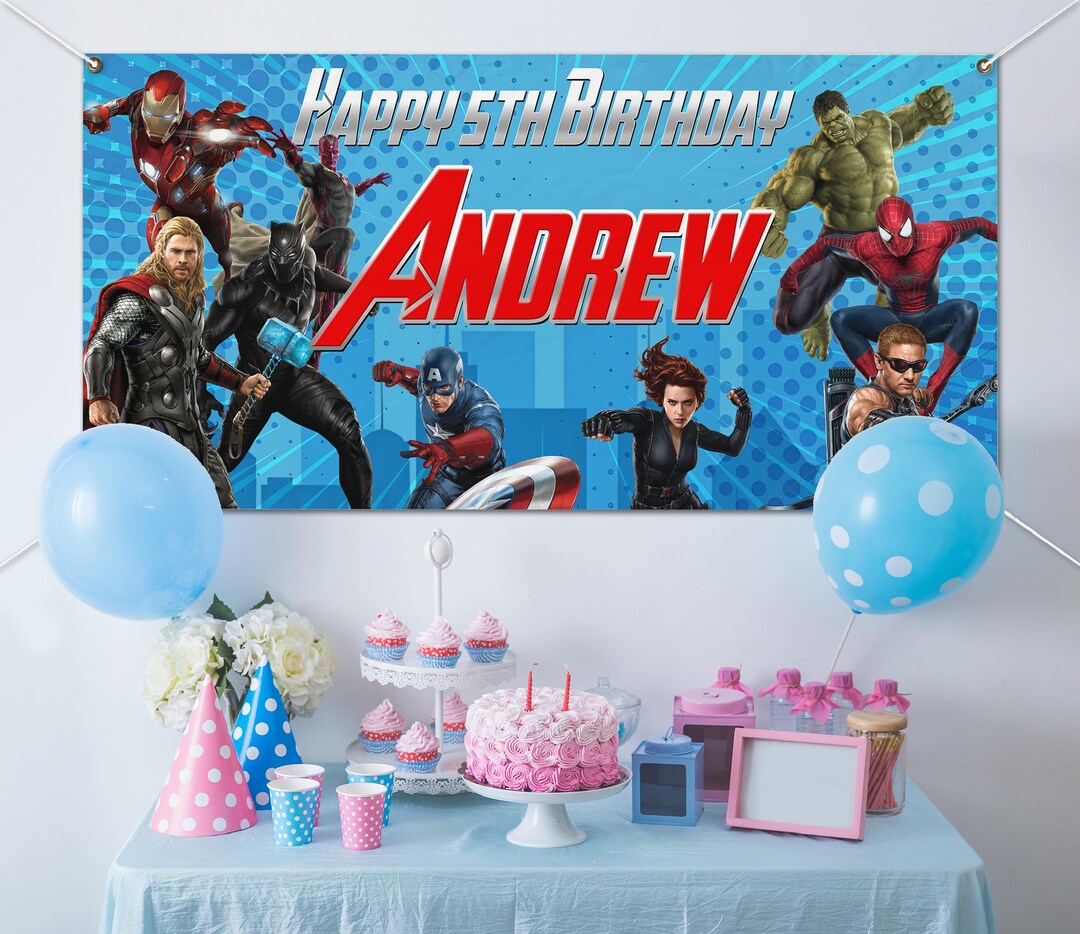 Marvel Avenger Birthday Party Backdrop/avenger Birthday Banner/custom ...