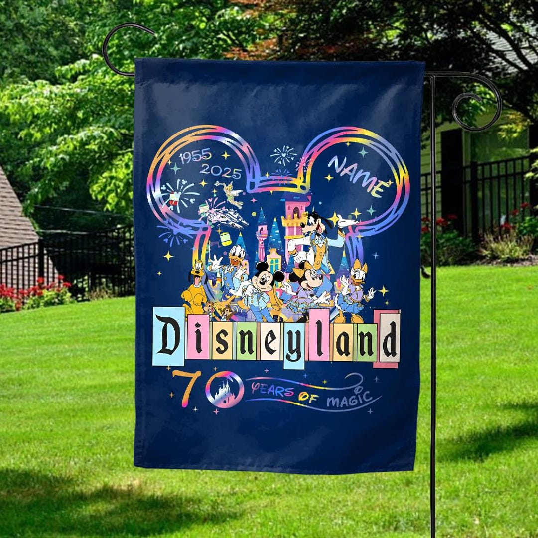 Disneyland 70th Anniversary Flag/mickey Friends Disneyland Castle ...