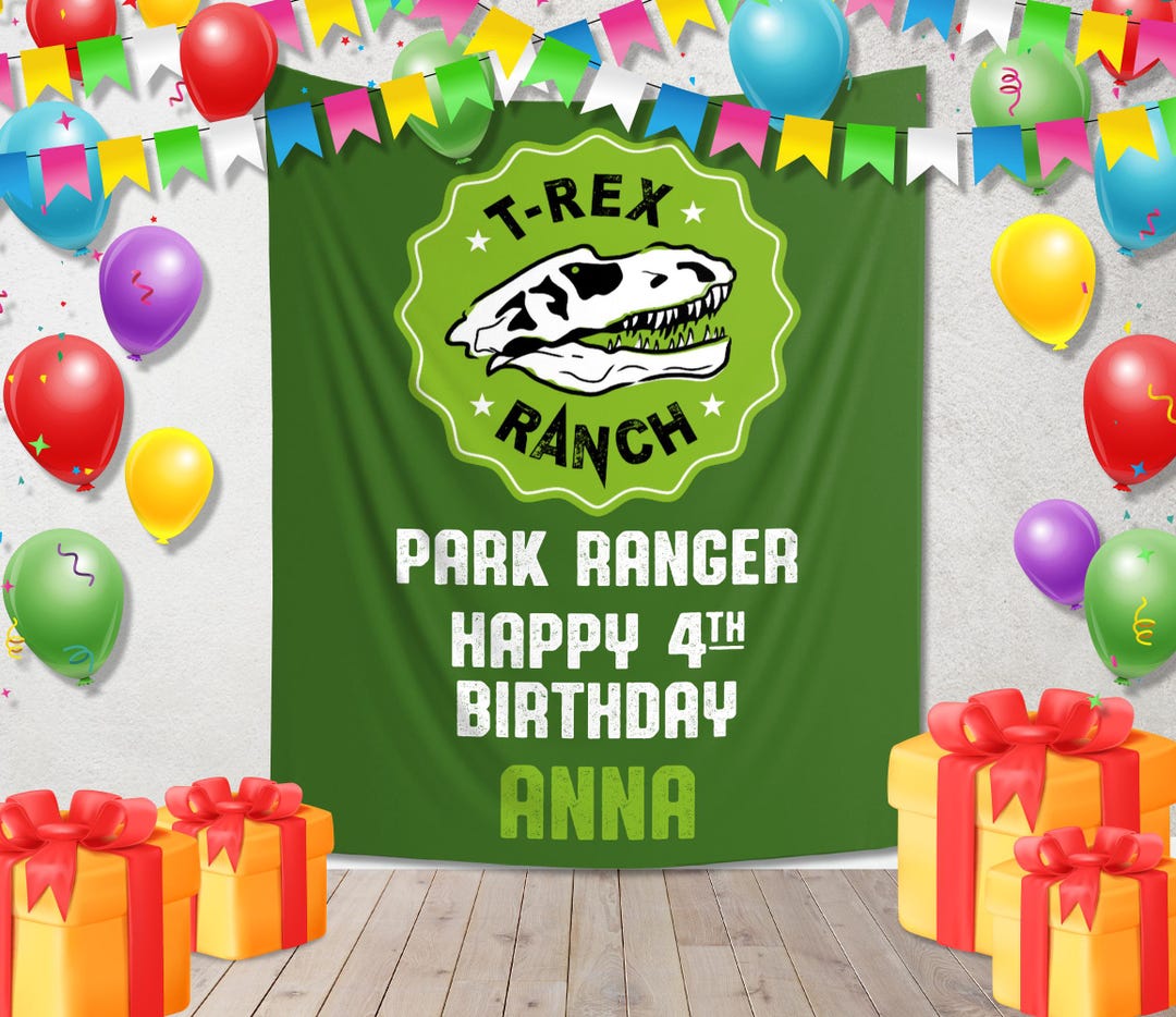 T-rex Ranch Birthday Party Backdrop, T-rex Ranch Birthday Blanket ...