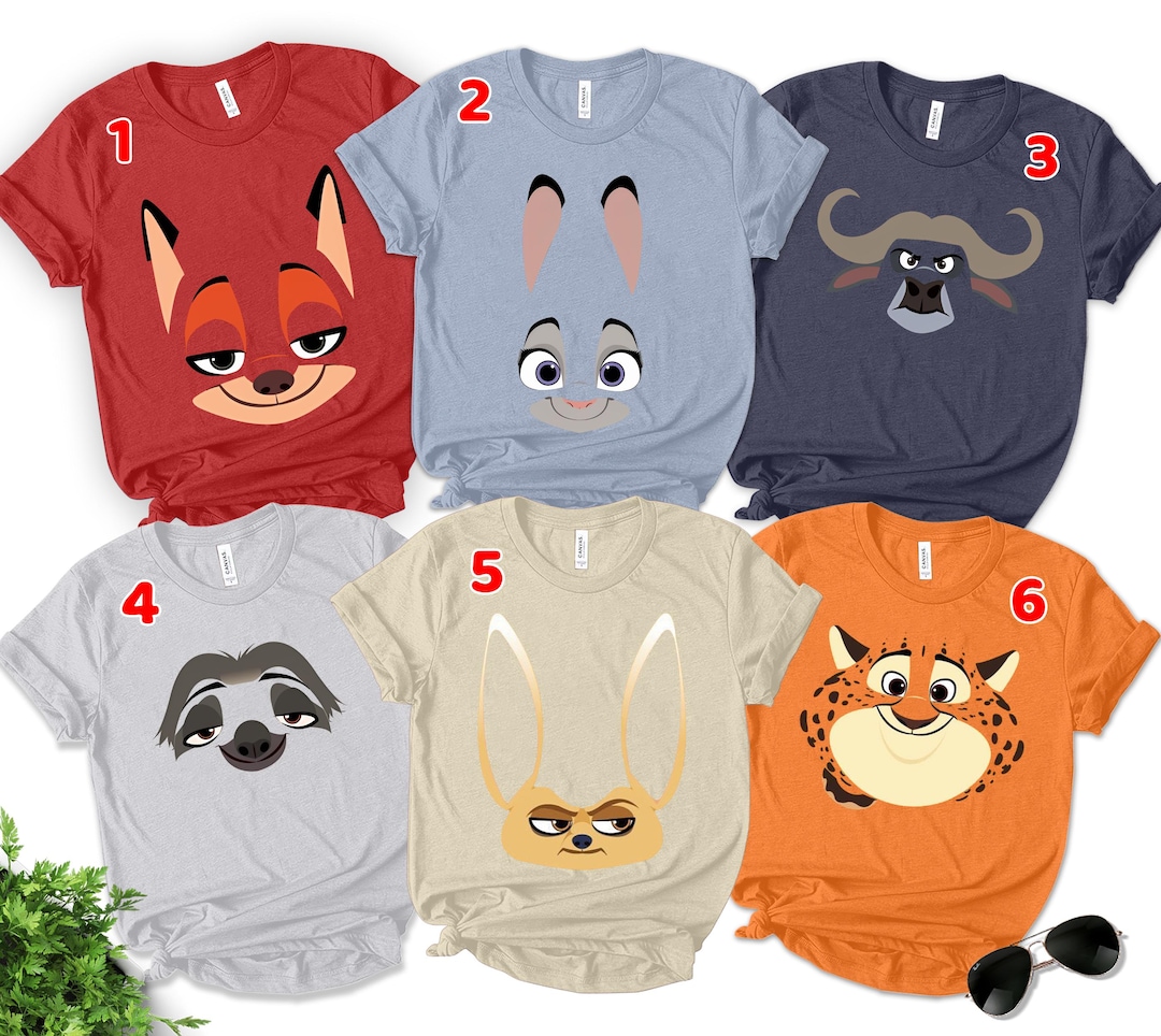 Disney Zootopia Characters Big Face Shirt, Zootopia Cartoon Movie ...