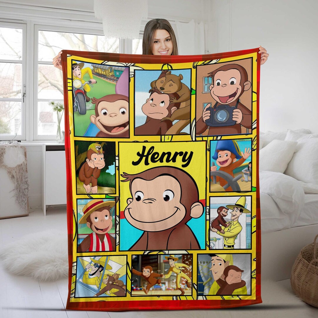 Curious George Blanket, Personalized Blanket, Customized Bedding ...
