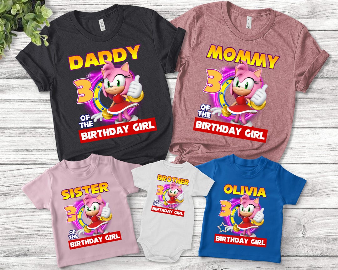 Personalized Sonic Amy Rose Birthday Shirt/sonic Amy Birthday Boy Shirt ...