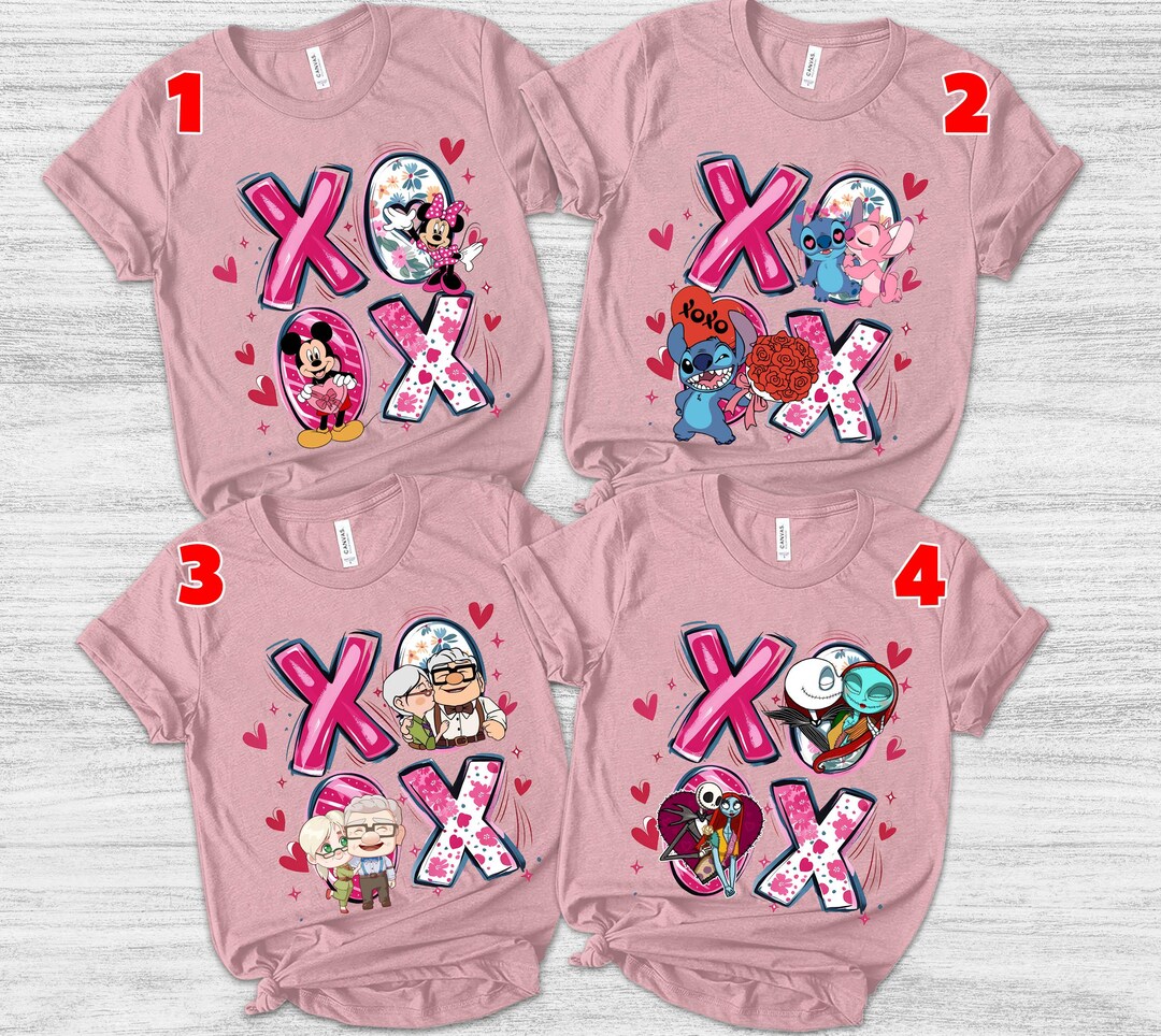Mickey Minnie Couple XOXO Love Heart Disney Valentine Shirt/carl Ellie ...