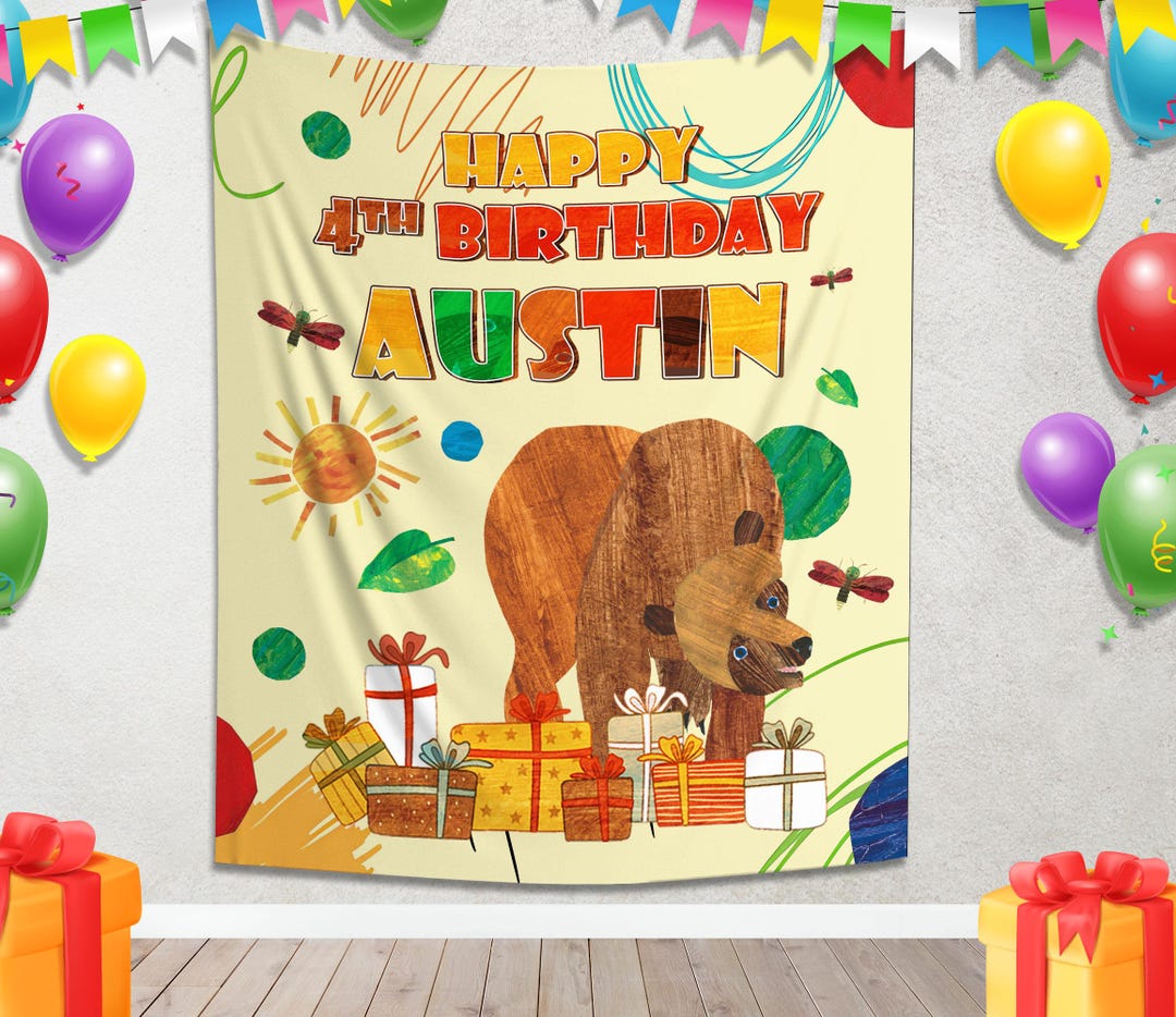 Eric Carle Brown Bear Birthday Banner Backdrop/brown Bear Birthday ...